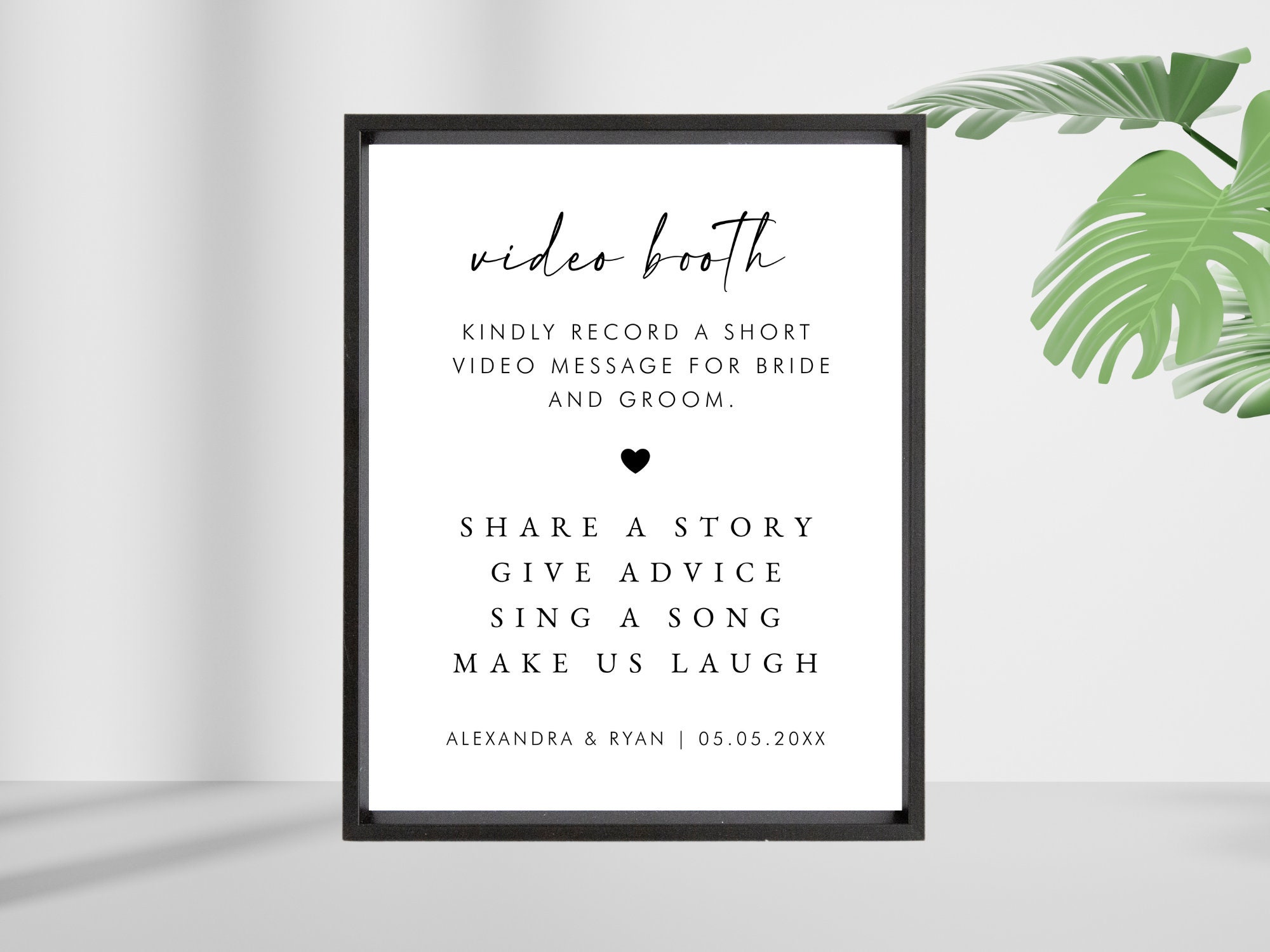 Digital Wedding Video Booth Sign Poster Modern Rustic Script Wedding ...