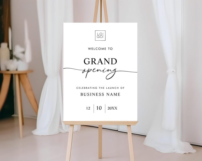 Grand Opening Welcome Sign 18x24: Business Launch Event Sign, Editable ...