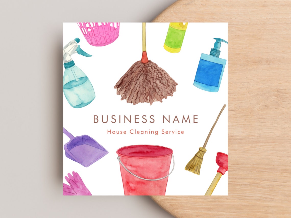 Editable House Cleaning Business Card - DIY Cleaning Business Card ...