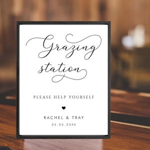 White Black Grazing Station Sign Appetizer Food Snacks Poster ...