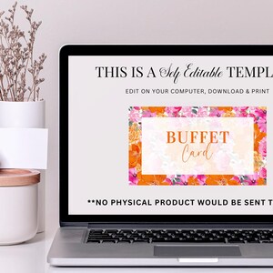 Light Faded Pink Orange Buffet Card - Floral Black Buffet Card Template ...