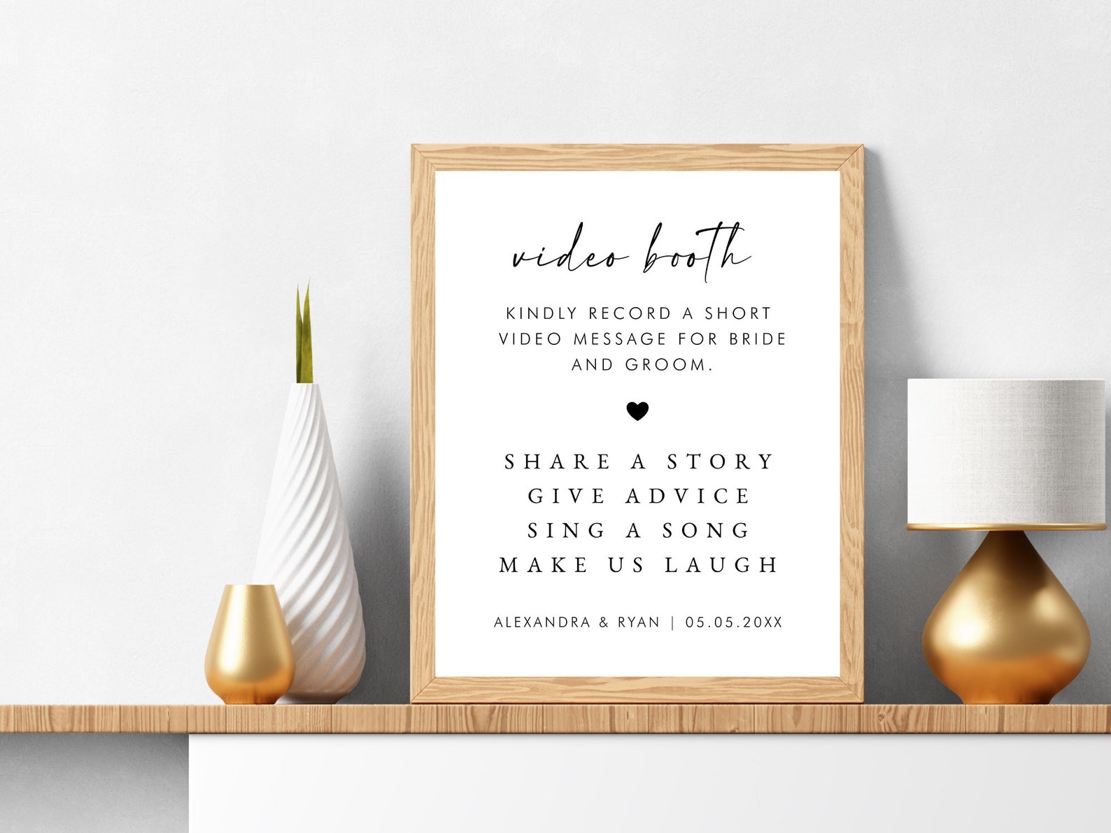 Digital Wedding Video Booth Sign Poster Modern Rustic Script Wedding ...