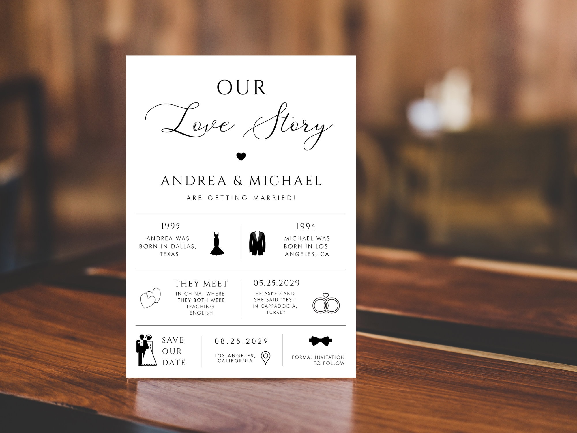 Our Love Story Wedding Invitation Delicate Fun Facts Icon Infographic ...
