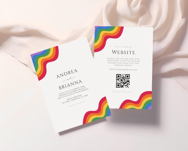 Rainbow LGBTQ Wedding Invitation: Editable Pride Template (digital ...