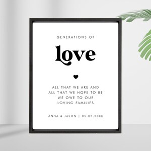 Editable Generations of Love Wedding Sign Digital Script Heart Wedding ...