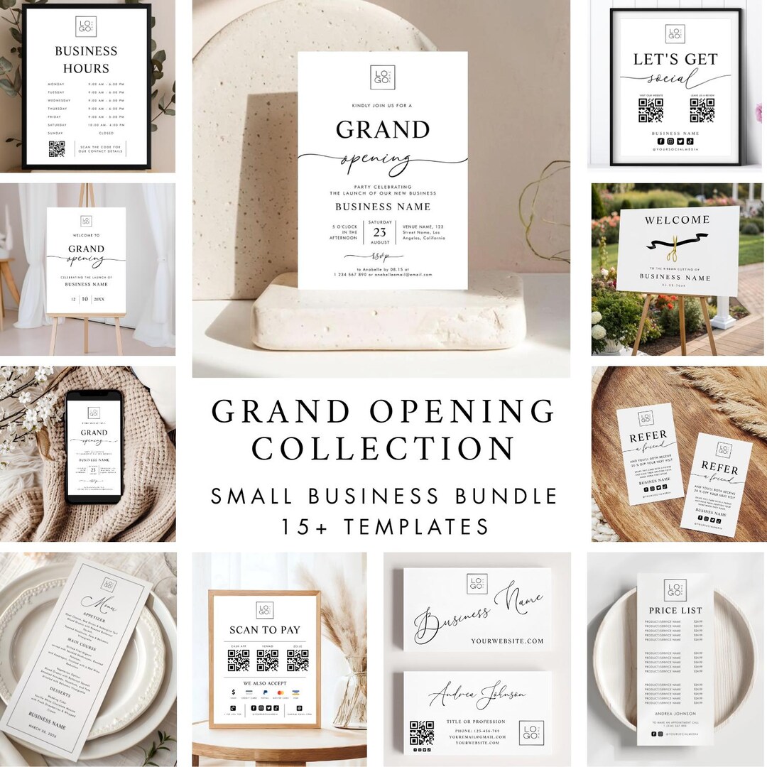 Grand Opening Business Bundle | 16 Editable Templates Small Business ...