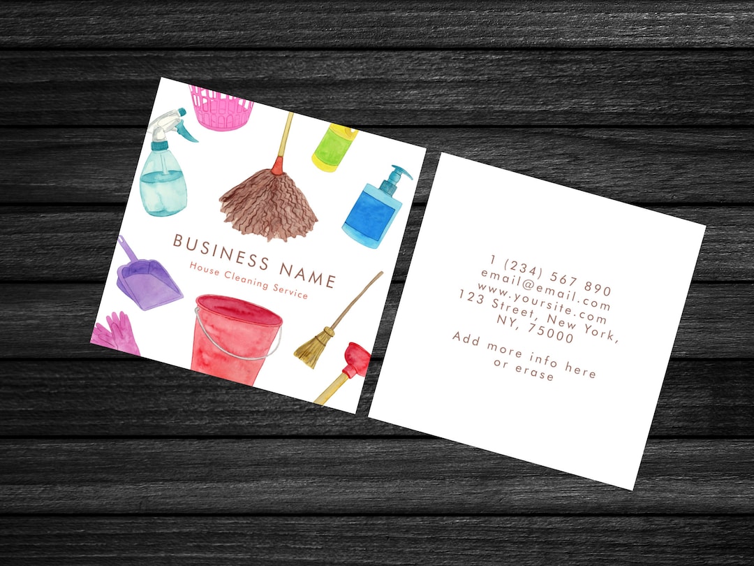 Editable House Cleaning Business Card - DIY Cleaning Business Card ...