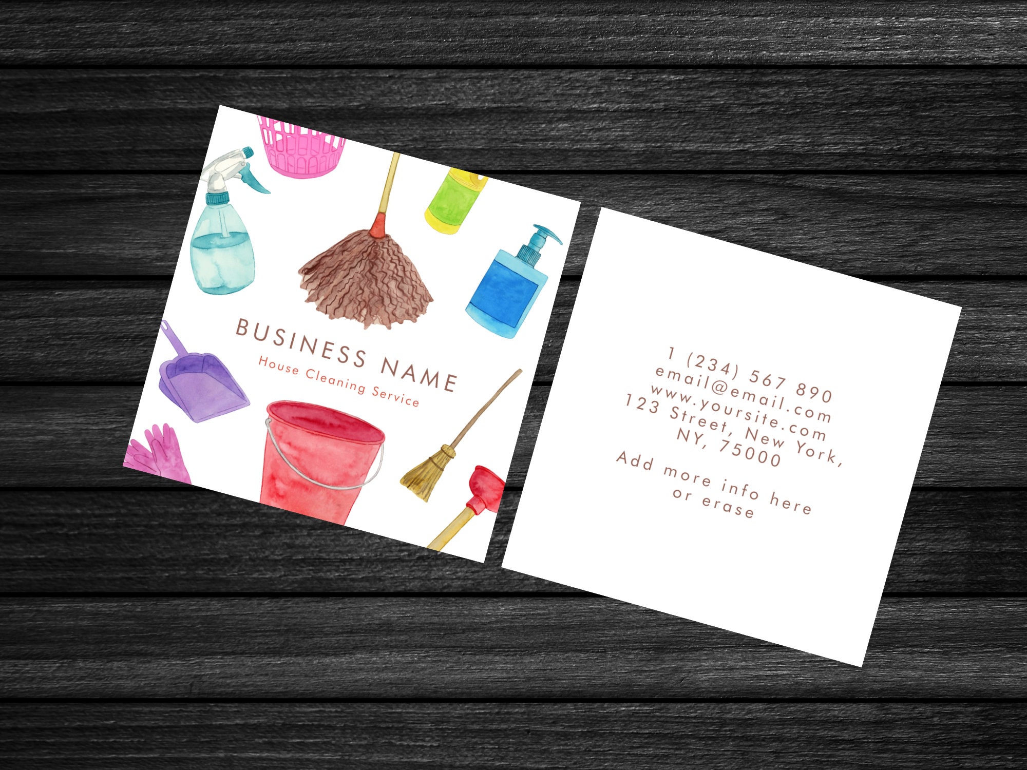 Editable House Cleaning Business Card - DIY Cleaning Business Card ...