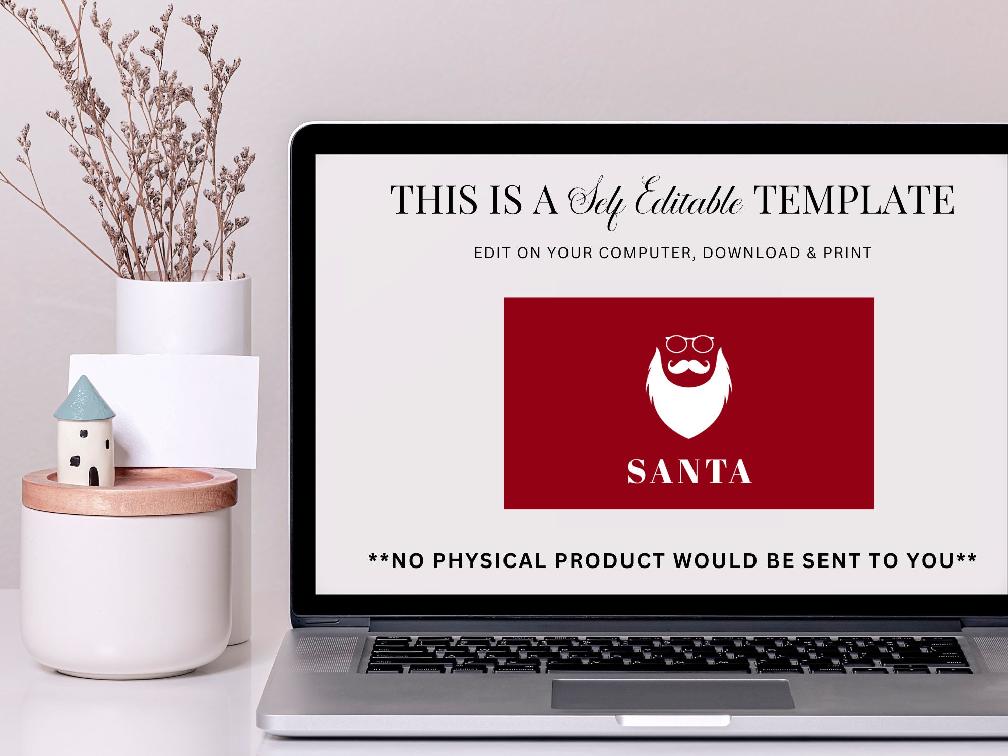 Santa Services Business Card Modern DIY Santa Business Card Template Minimalist Santa Claus ...
