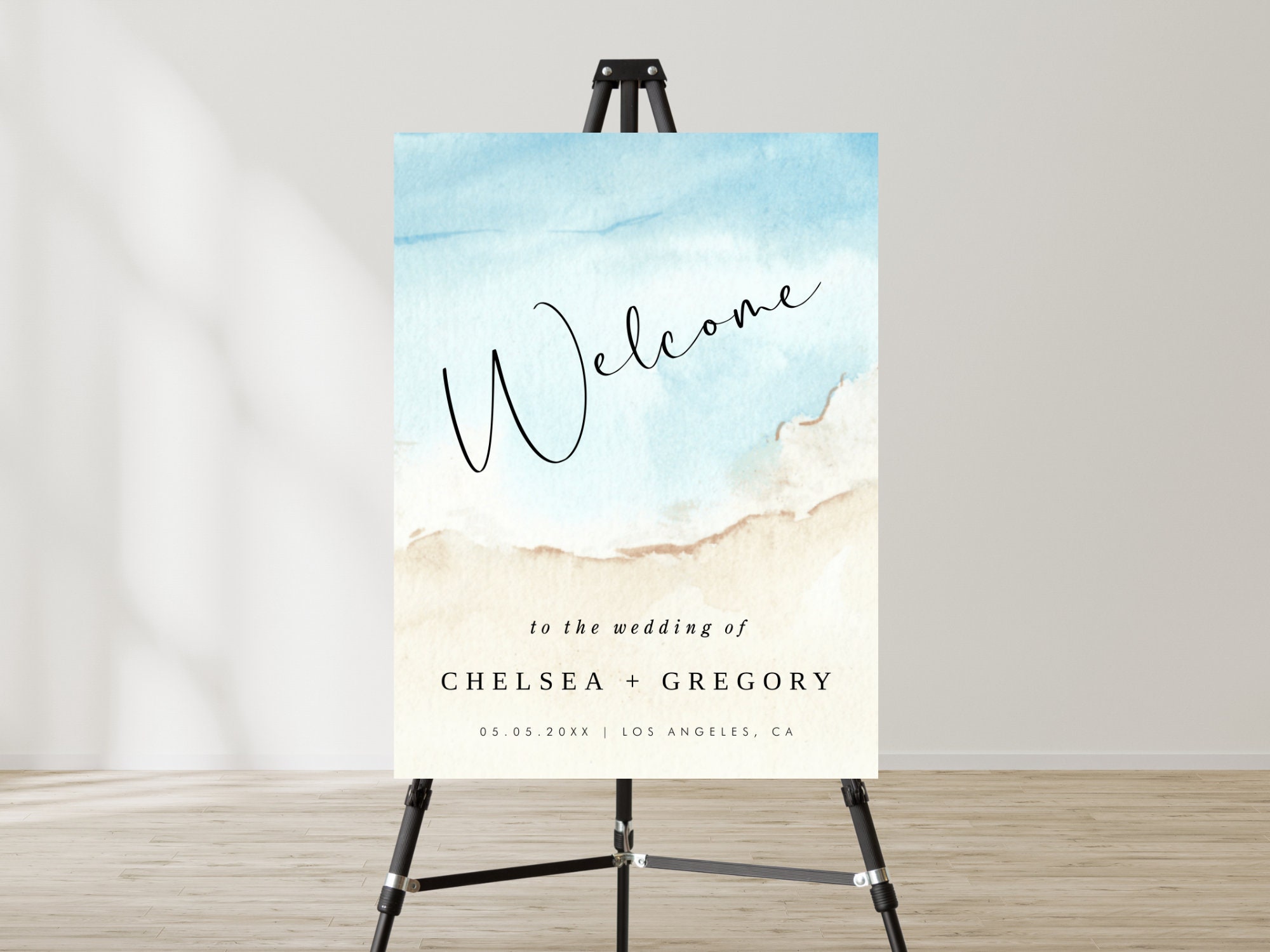 Watercolor Ocean Wedding Welcome Sign Digital Beach Summer Wedding Sign ...