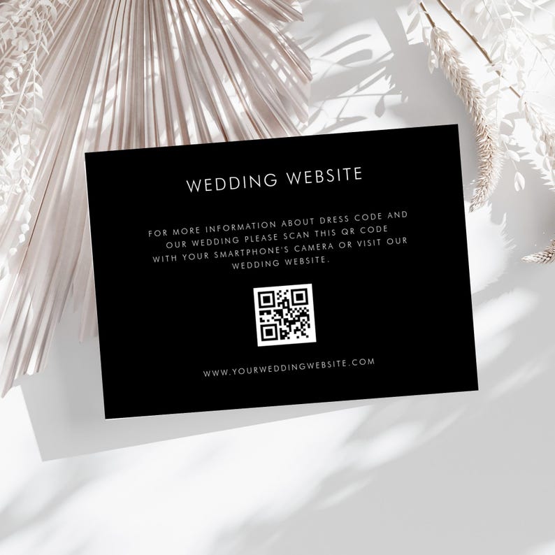 Elegant Black Dress Code Wedding Enclosure Card - DIY Wedding Attire ...