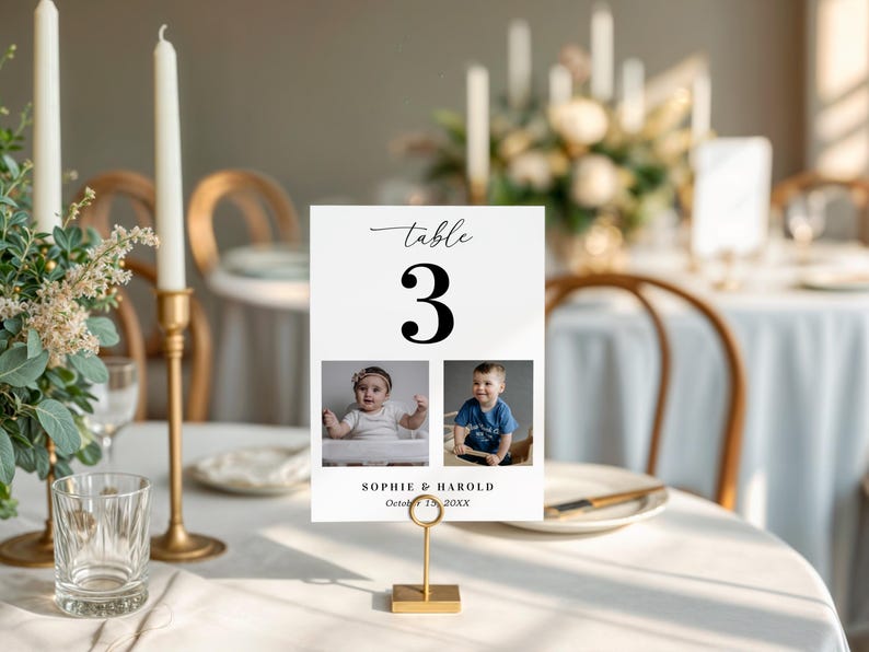 Childhood Photos Wedding Table Number - Personalized Baby Photo Table ...