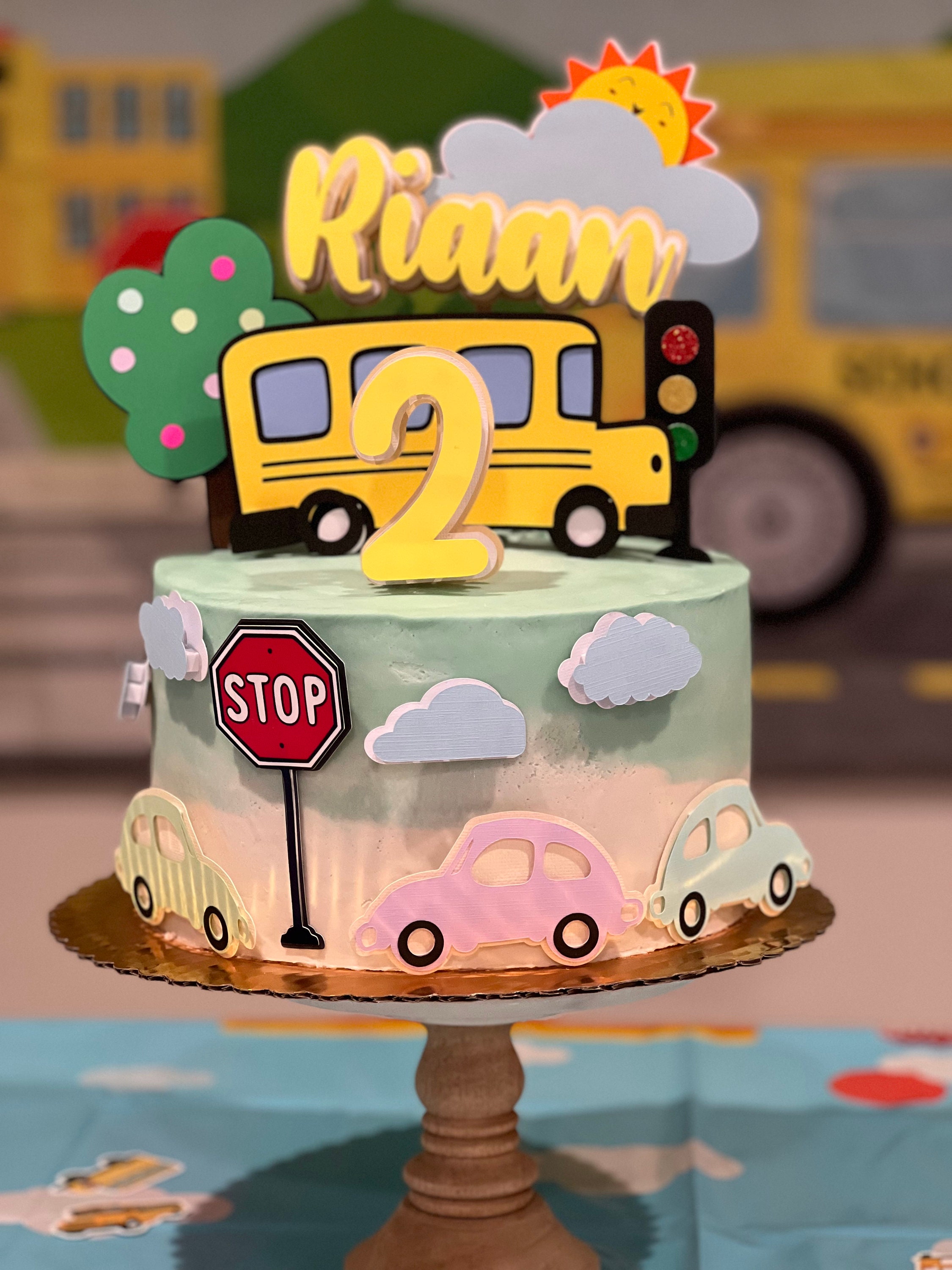 Wheels on the Bus Cake Topper - Etsy