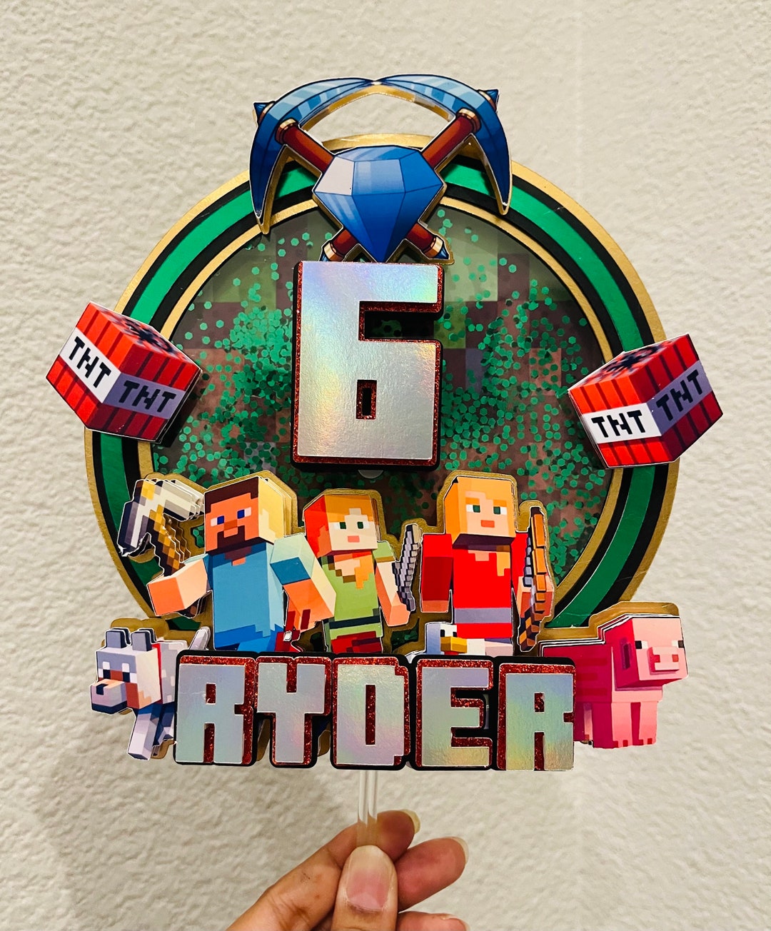 Minecraft Cake Topper | Birthday Boy Cake Topper - Etsy