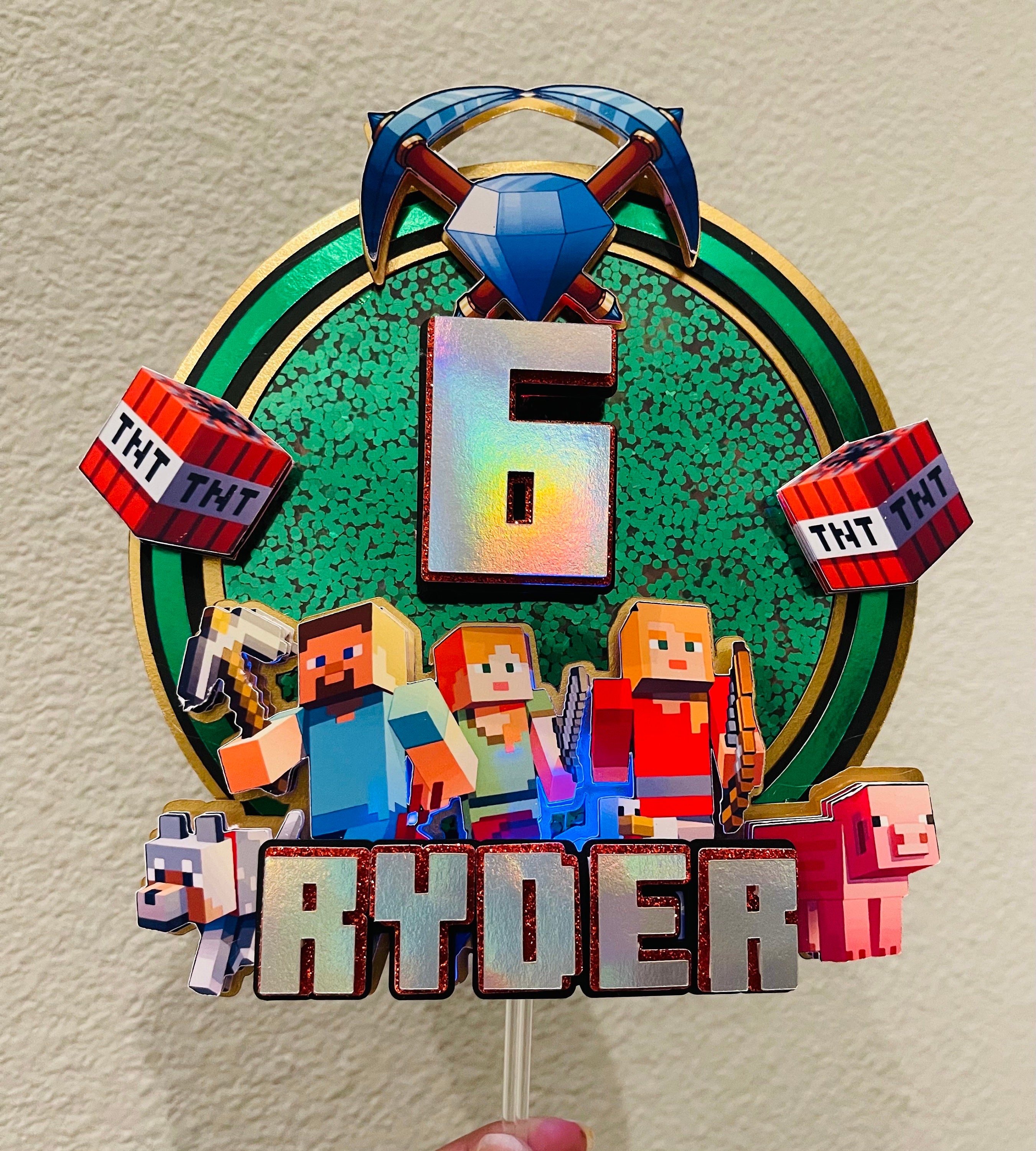 Minecraft Cake Topper Birthday Boy Cake Topper - Etsy