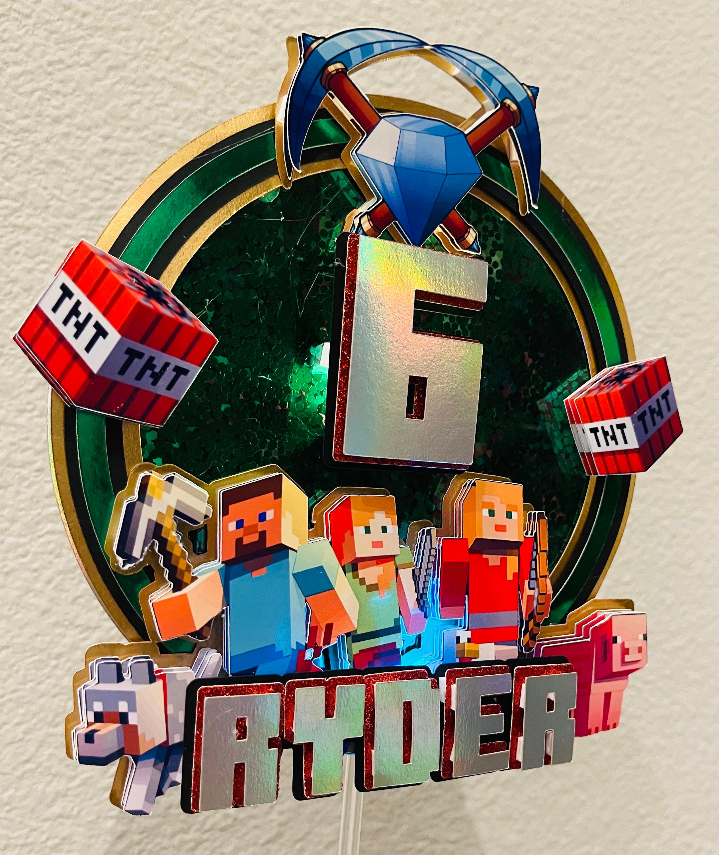 Minecraft Cake Topper Birthday Boy Cake Topper - Etsy