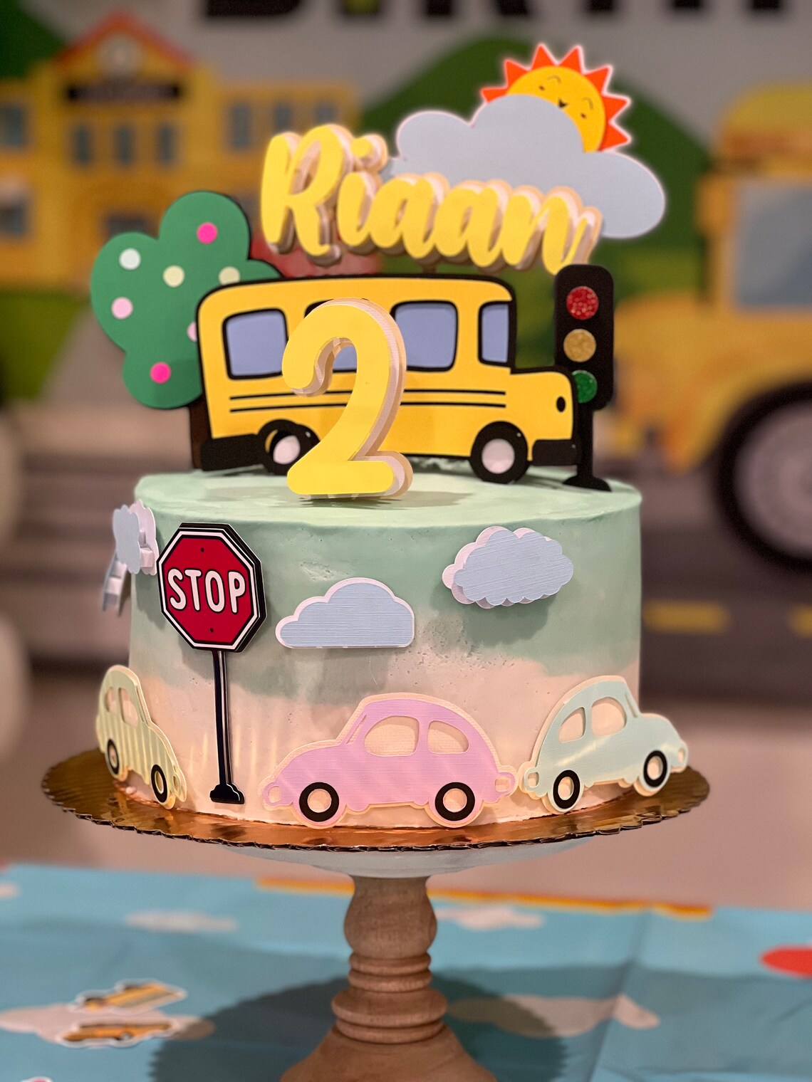 Wheels on the Bus Cake Topper - Etsy