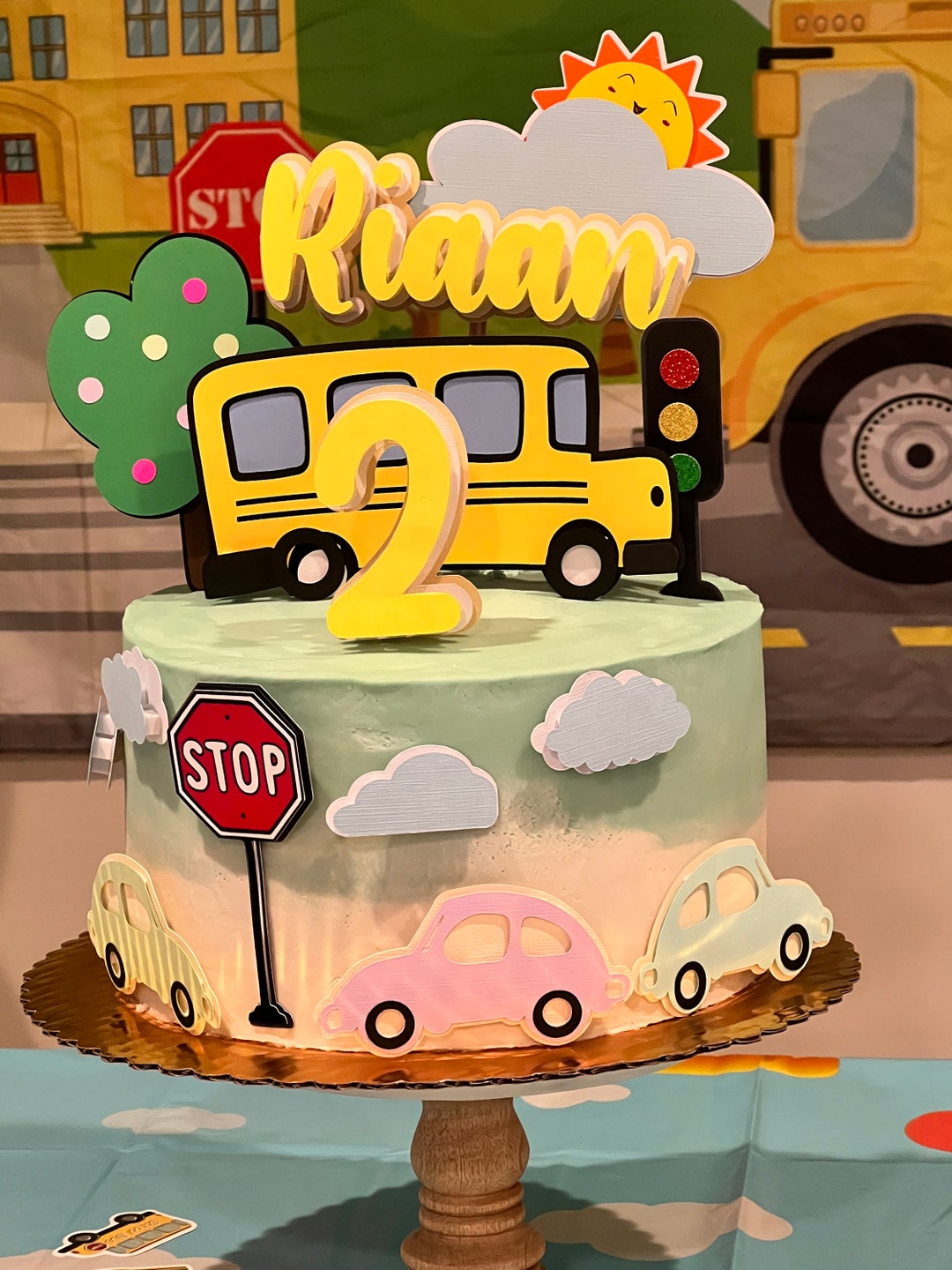 Wheels on the Bus Cake Topper - Etsy