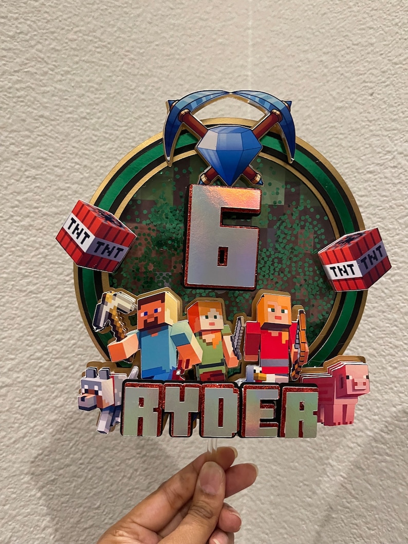 Minecraft Cake Topper | Birthday Boy Cake Topper - Etsy