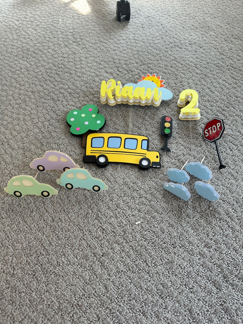 Wheels on the Bus Cake Topper - Etsy