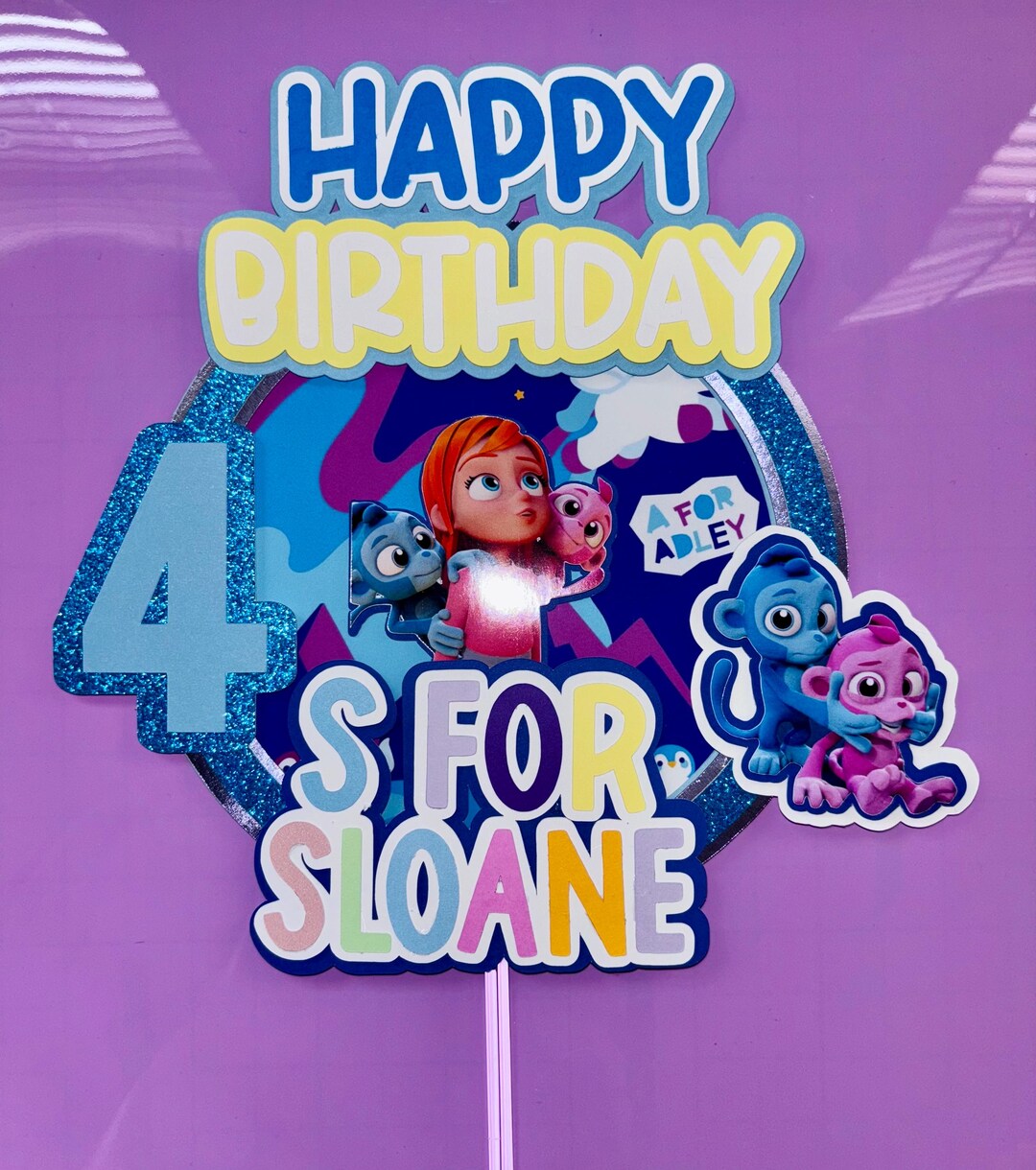 Custom A for Adley Monkeys Cake Topper - Etsy