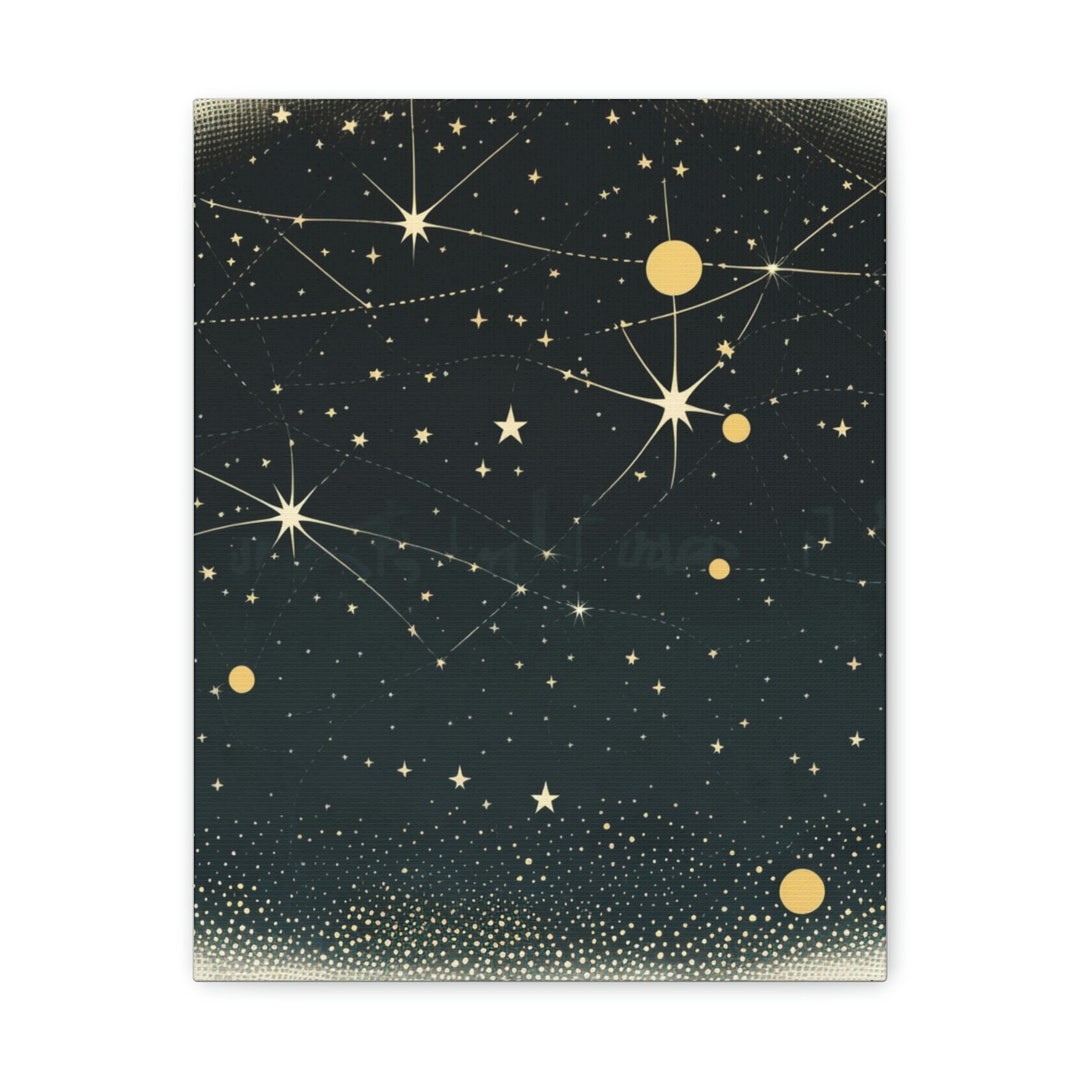 Vintage Style 3 Star Lunar Chart Canvas Wrap - Etsy