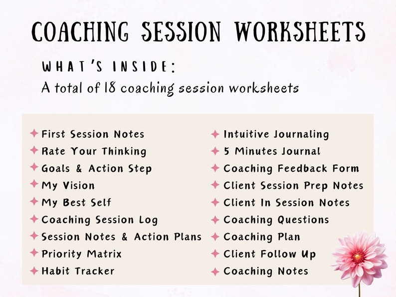 Coaching Session Worksheets, Client Session Canva Template for Coaches ...