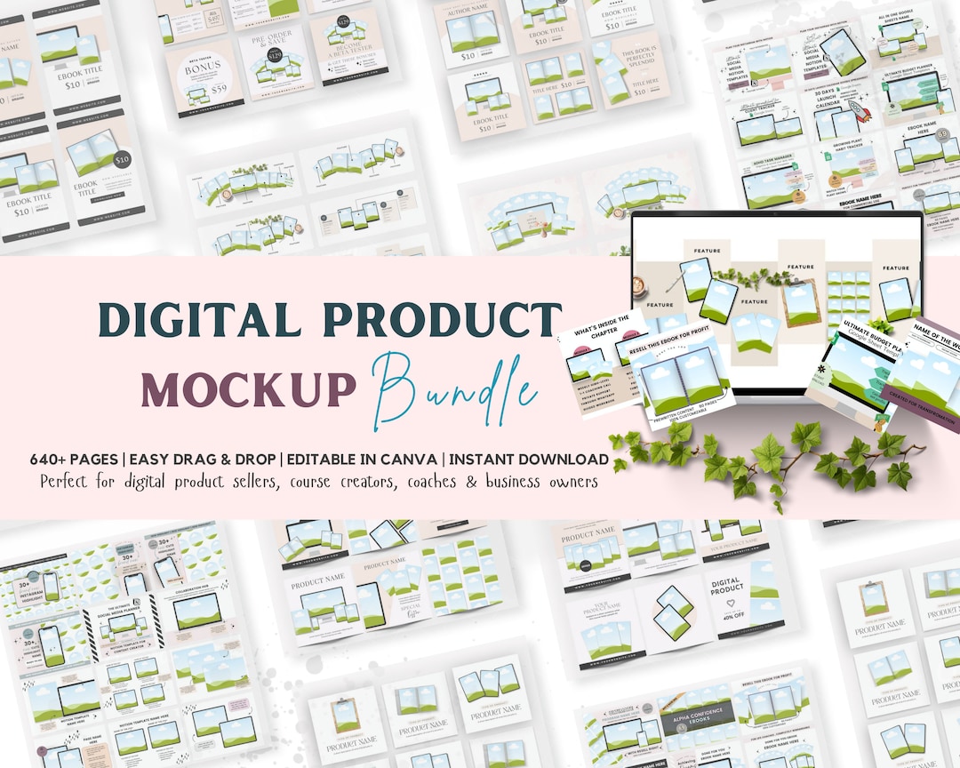 600+ Digital Product Mockup Canva Template for Marketing, Etsy Mockup ...