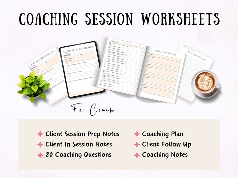 Coaching Session Worksheets, Client Session Canva Template for Coaches ...