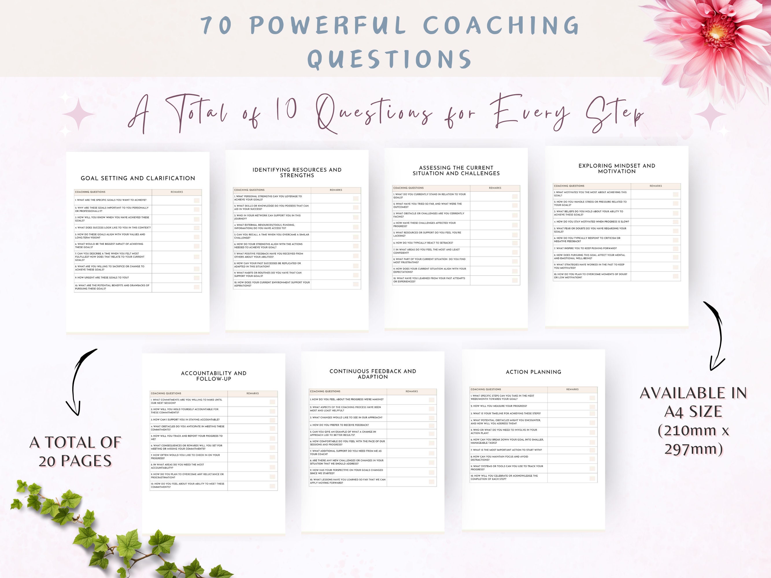 70 Coaching Questions Guide for Coaches, Coaching Session Questions ...