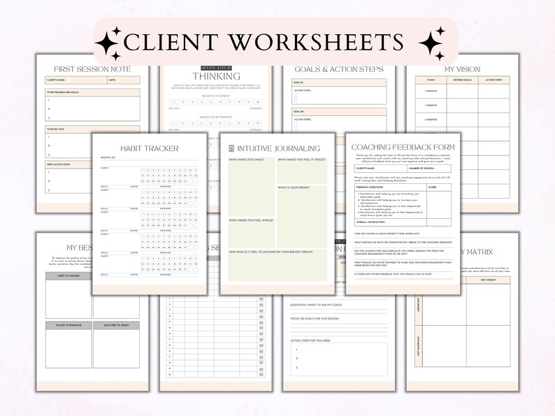 Coaching Session Worksheets, Client Session Canva Template for Coaches ...