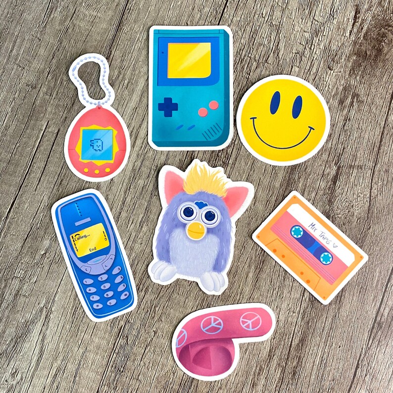 90's Kid Nostalgia Stickers Y2K Trendy Stickers 90s Party Decor ...