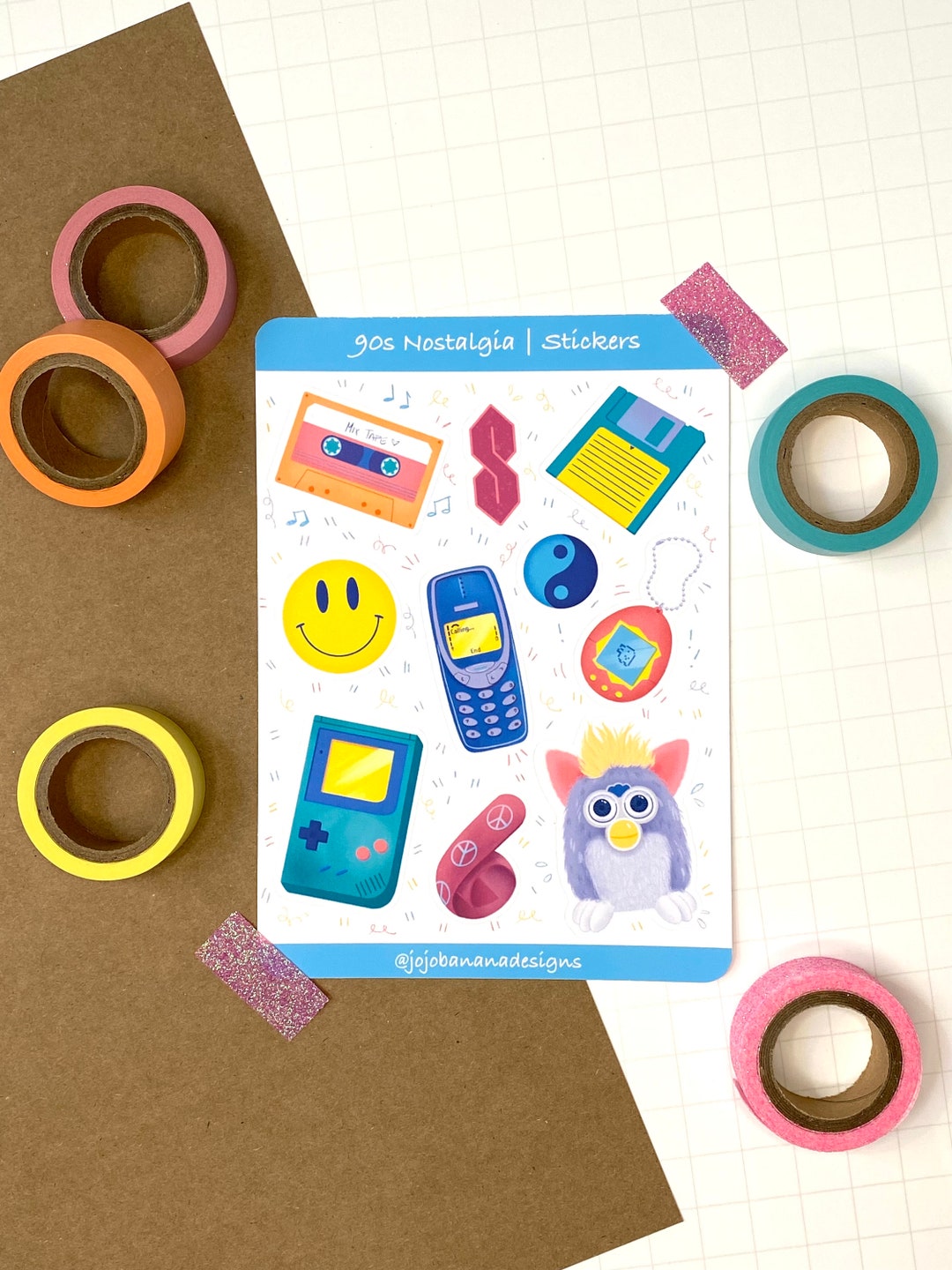 90s Sticker Sheet 90s Nostalgia Retro Stickers Y2K Aesthetic Stickers ...