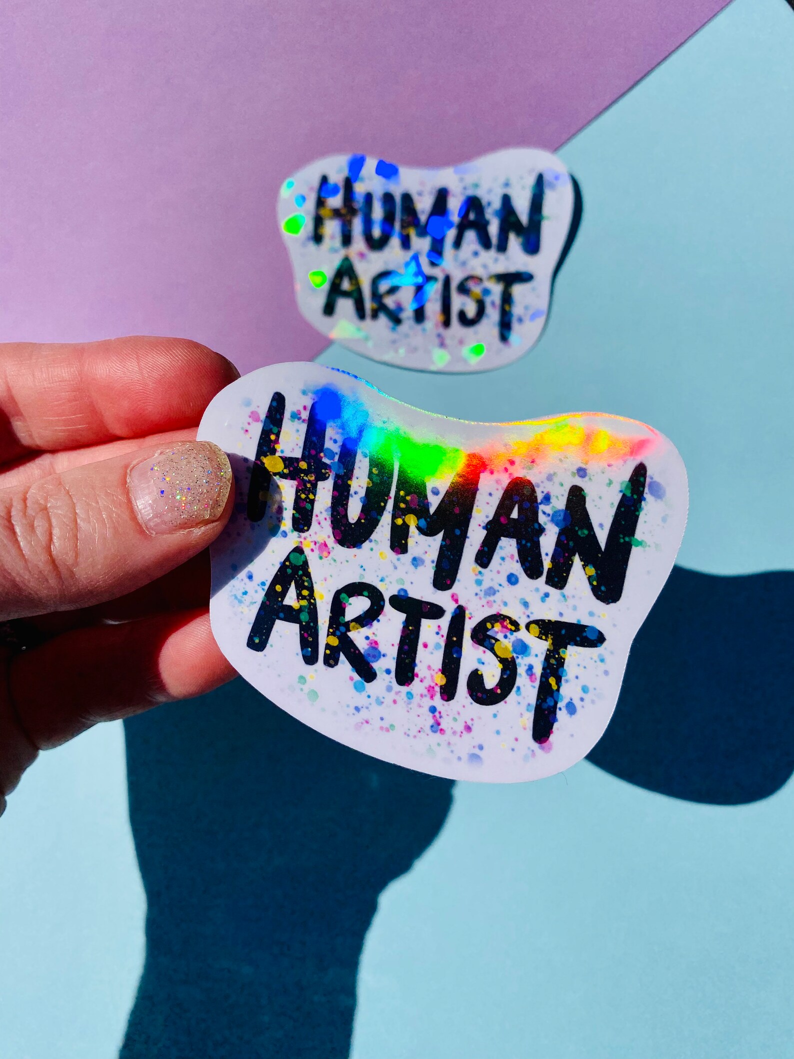 Human Artist Sticker Anti AI Art Sticker Support Artists Holographic ...