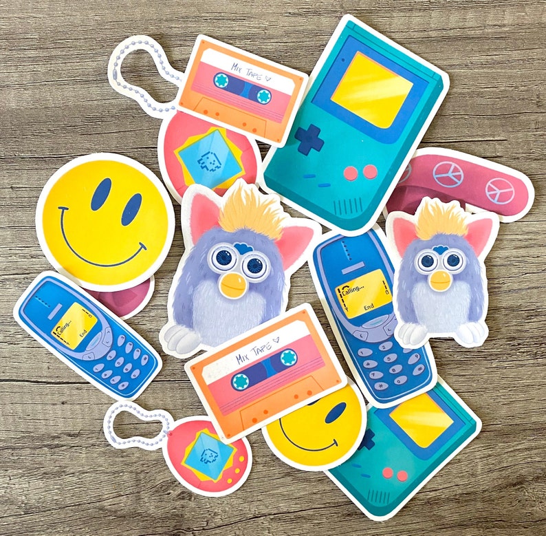 90's Kid Nostalgia Stickers Y2K Trendy Stickers 90s Party Decor ...