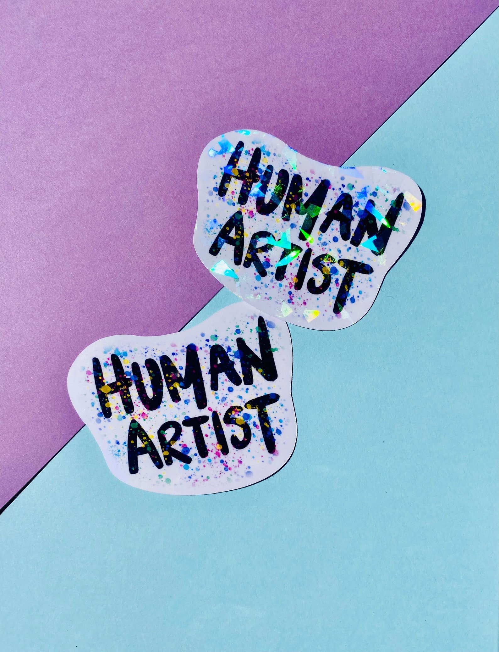 Human Artist Sticker Anti AI Art Sticker Support Artists Holographic ...