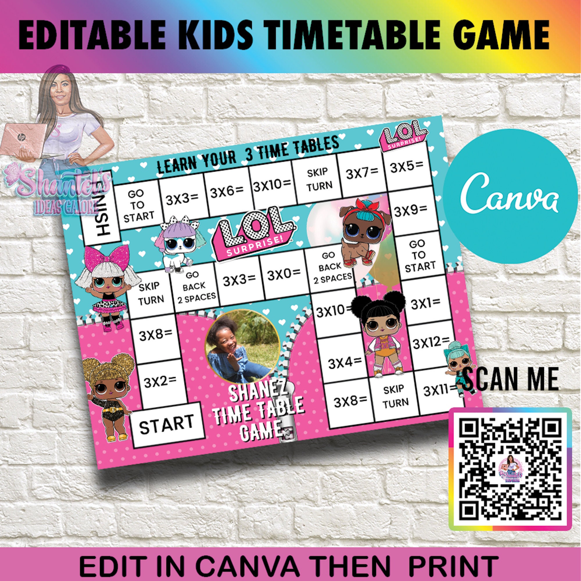 Timetable Board Game Editable in Canva - Etsy