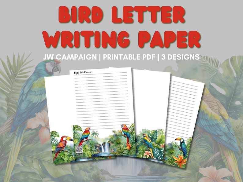 A4 A5 Bird PDF Printable Letter Writing Paper, Enjoy Life Forever JW ...
