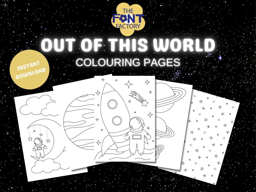 Out of This World Colouring Pages, Kids Rocket Planet Astronaut Themed ...