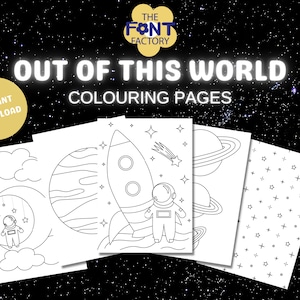 Out of This World Colouring Pages, Kids Rocket Planet Astronaut Themed ...