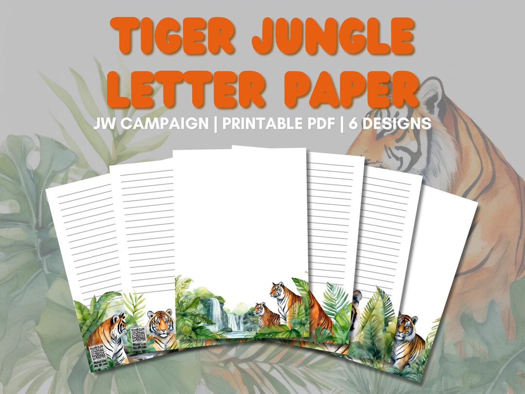 Tiger Jungle Letter Writing Paper: A4 A5 Printable (PDF) - Etsy