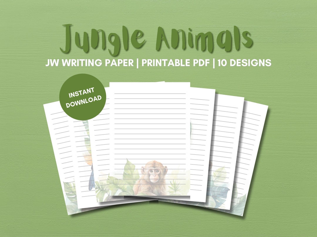 A5 Jungle Animals Letter Writing Paper, Set of 10, Watercolour Tiger ...