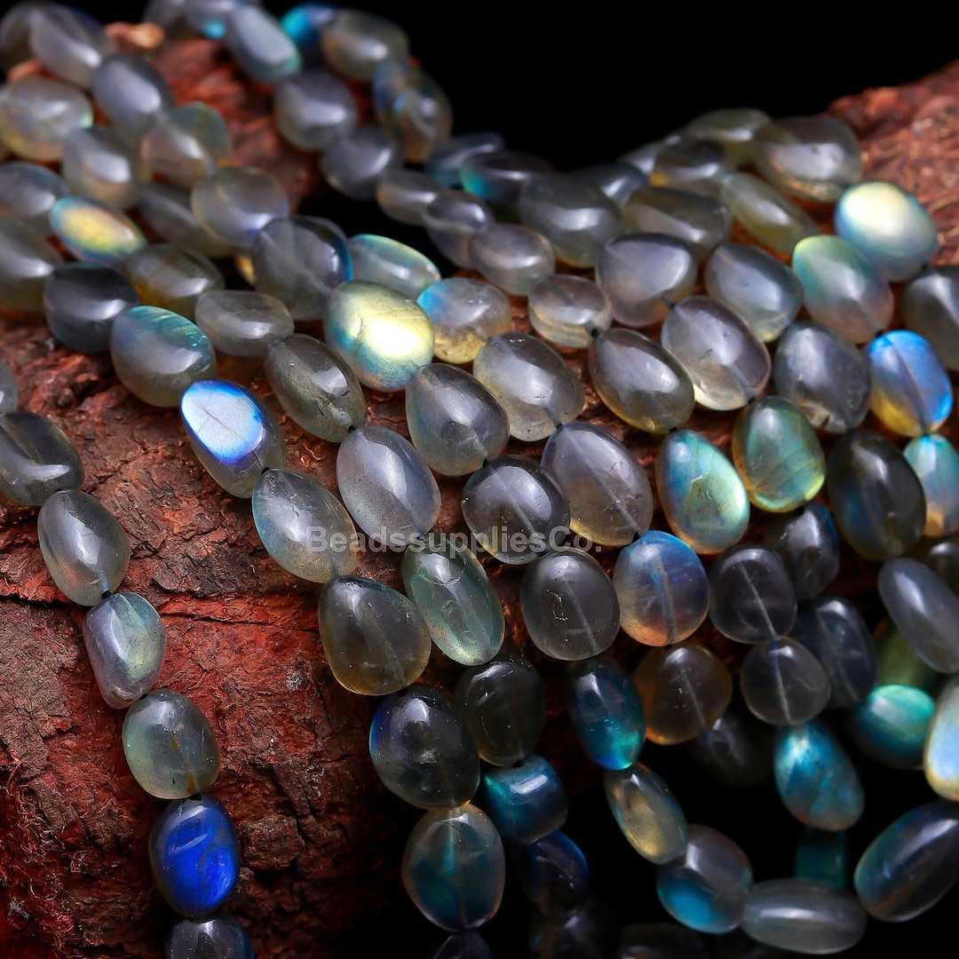 Labradorite Nuggets Beads, AAA Natural Blue Flashy Labradorite Smooth ...