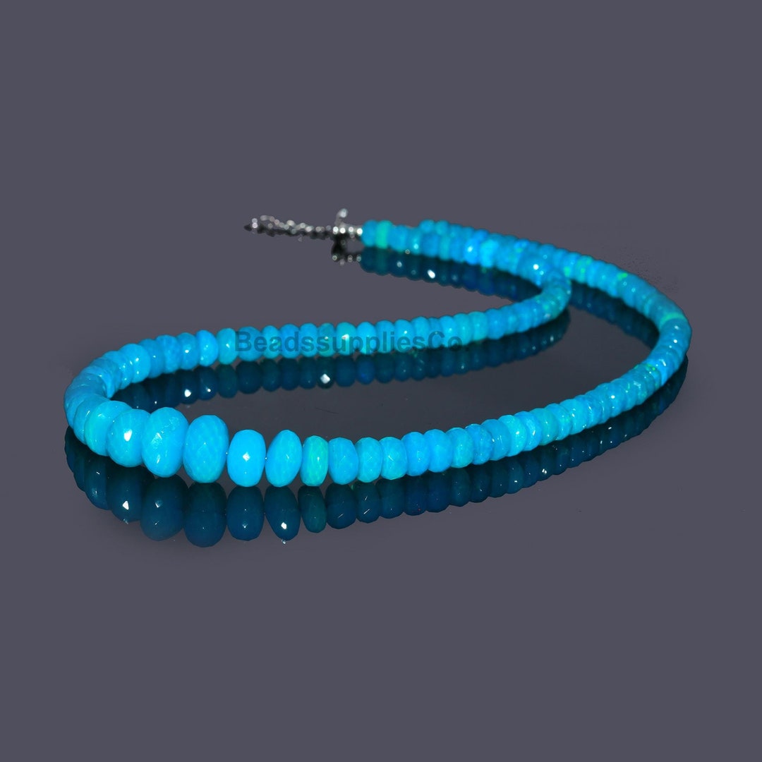 AAA Ethiopian Blue Opal Smooth Shaded Beads Necklace, Opal Beads ...
