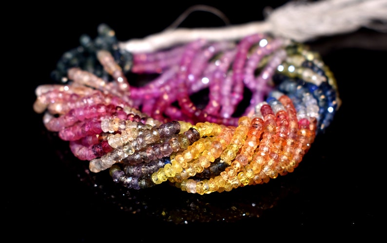 Multi Sapphire Faceted Rondelle Beads: Rainbow Gemstone, 16'' - Etsy