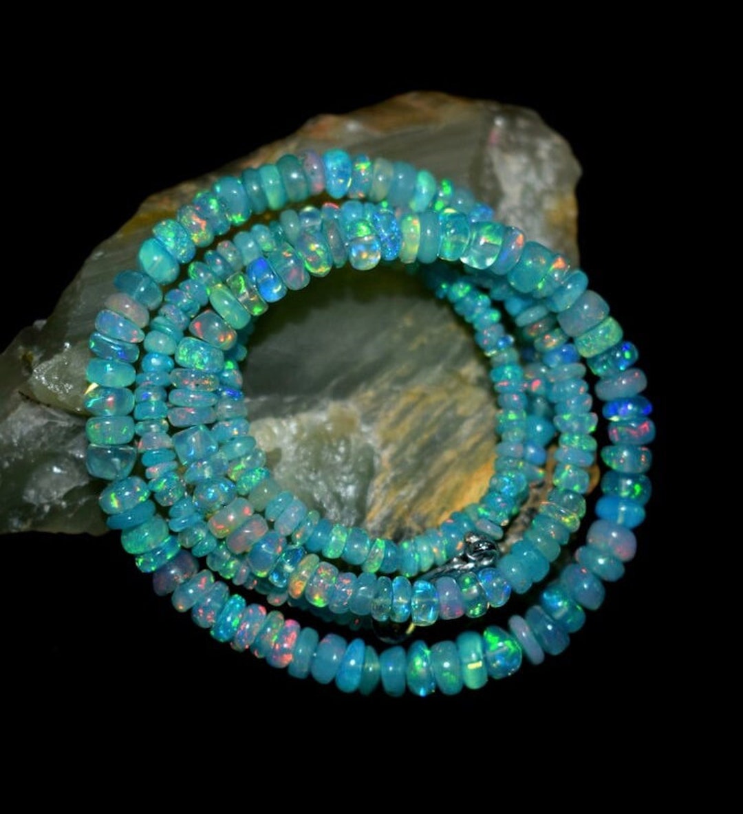 Super Quality Blue Paraiba Opal Smooth Rondelle Bead Welo Opal Bead ...