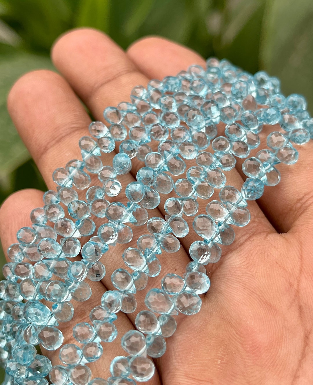 Sky Blue Topaz Faceted Drop Shape Beads, AAA Blue Topaz Coated on ...