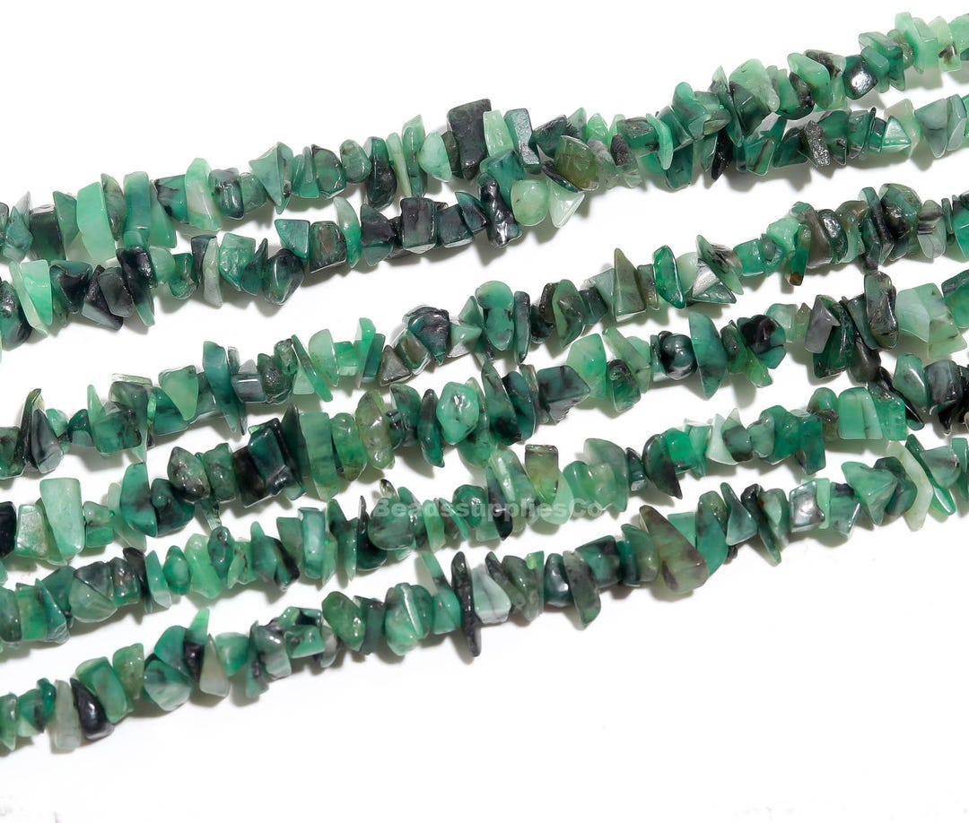 Natural Green Emerald Uncut Chip Beads, 34 Inch Strand - Etsy