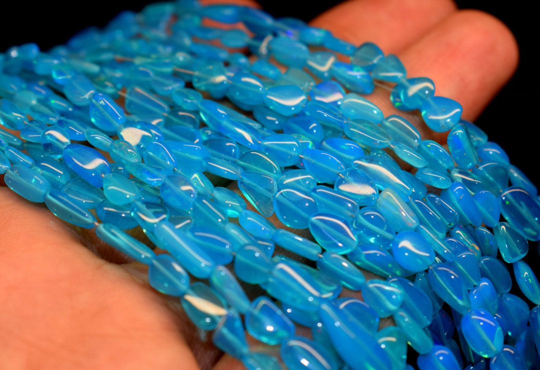 Ethiopian Blue Opal Smooth Nuggets Shape Ethiopian Opal Bead Blue Opal ...