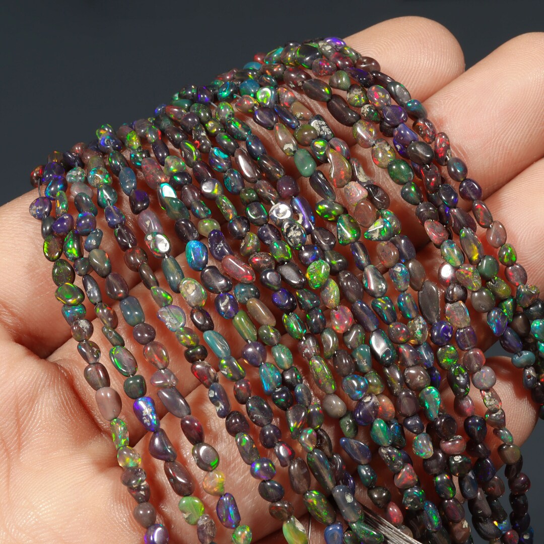 AAA+ Ethiopian Black Opal Smooth Nuggets Shape Ethiopian Opal Bead ...
